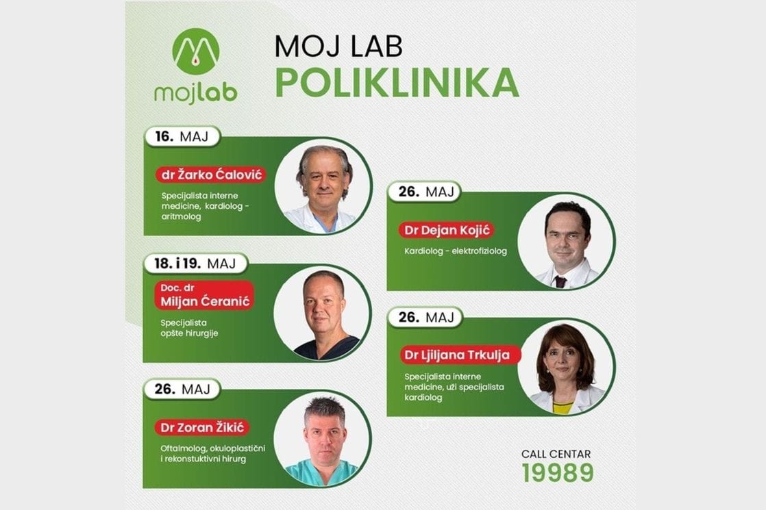 Evo ko od regionalnih stručnjaka ordinira tokom maja u poliklinici Moj Lab
