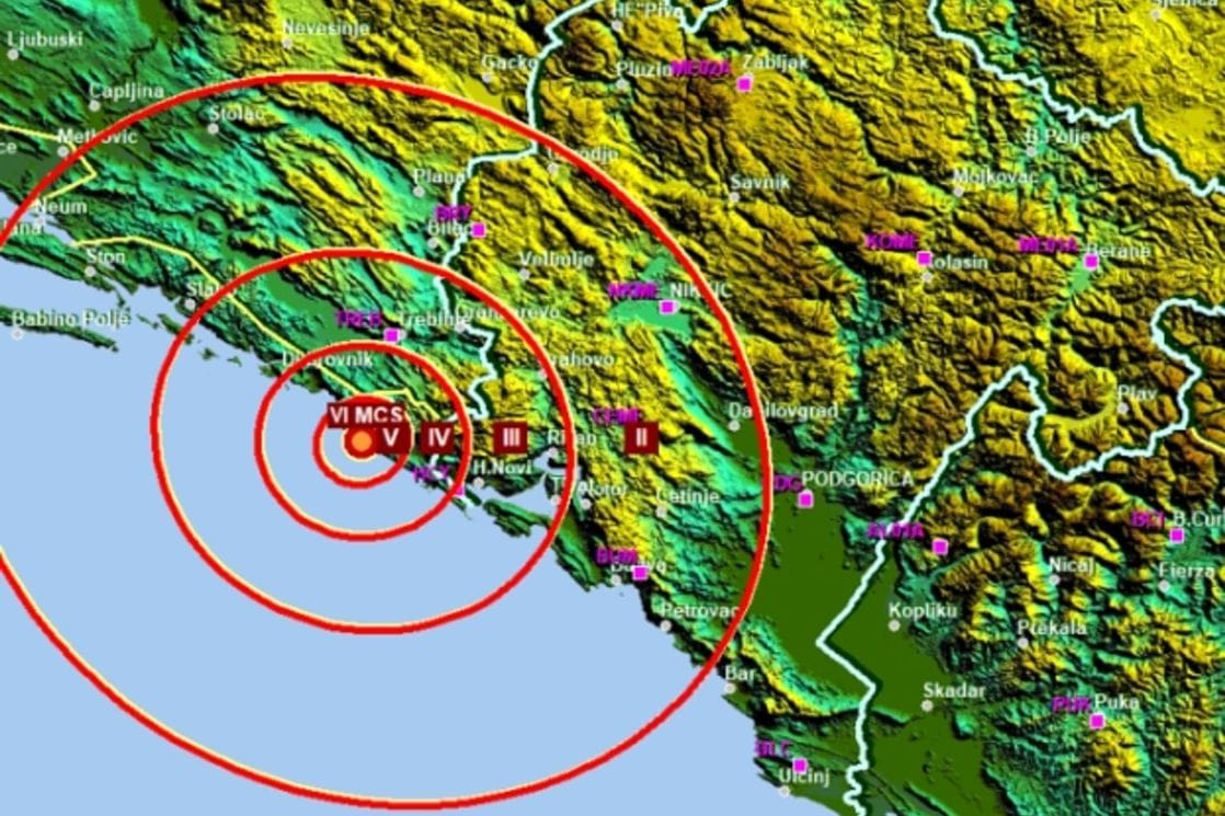 Zemljotres kod Ćilipa, osjetio se u Crnoj Gori